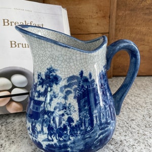 Blue and White Pitcher, Vintage Ironstone Pitcher, Vintage Pitcher ...
