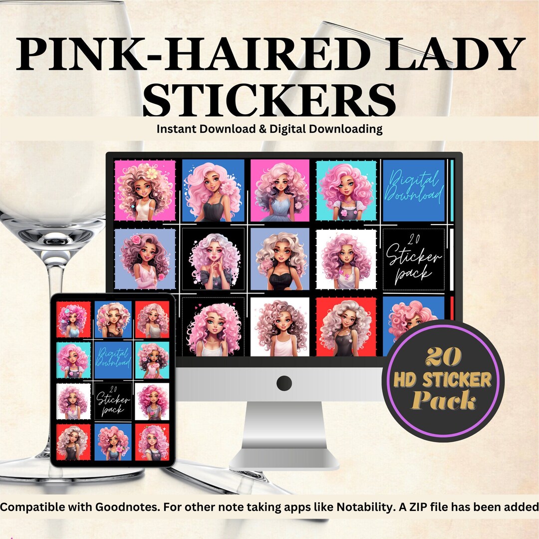 Pink-haired Lady Aesthetic Sticker Girl Boss Lady Boss - Etsy