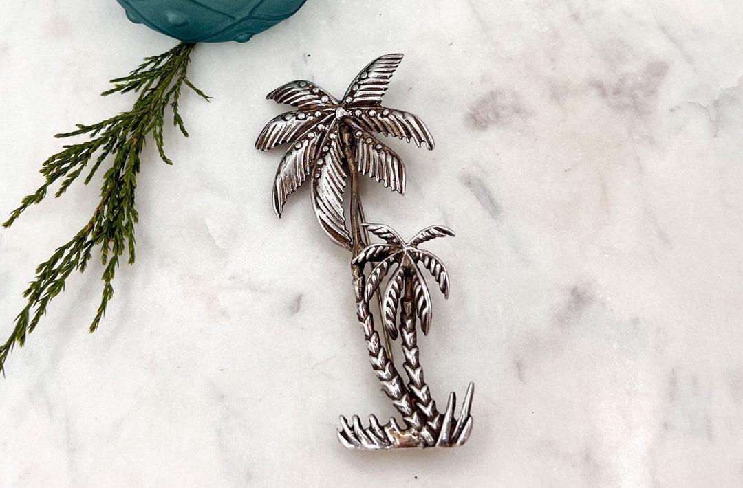 Vintage Sterling Silver Palm Tree Pin, 3 1/2 Inches - Etsy