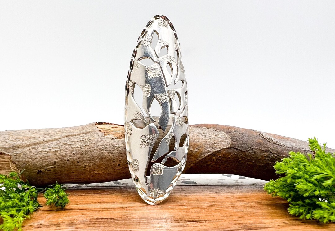 Vintage Sterling Silver Stretch Ring With Vine Cutouts, Size 8 3/4 - Etsy