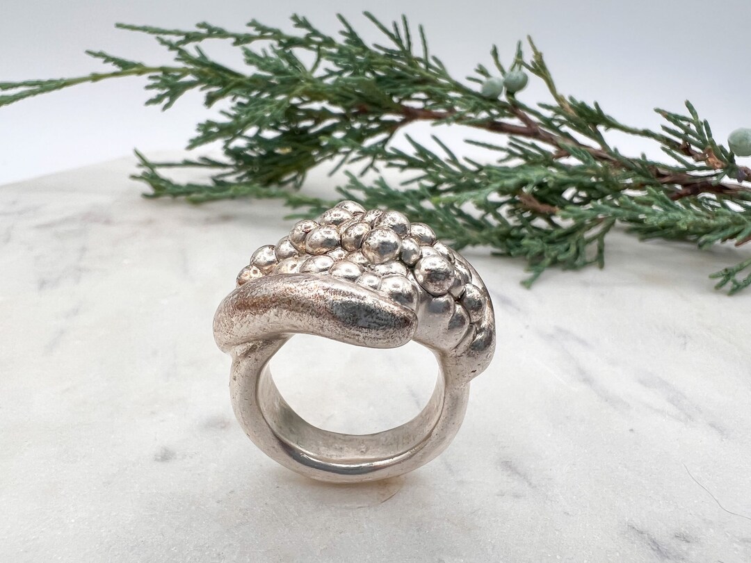Vintage Oversized puffed Sterling Silver Statement Ring, Size 8 3/4 - Etsy