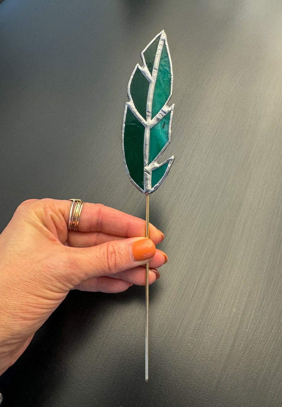 Rustic Handcrafted Green Stained Glass Plant Stake - Etsy