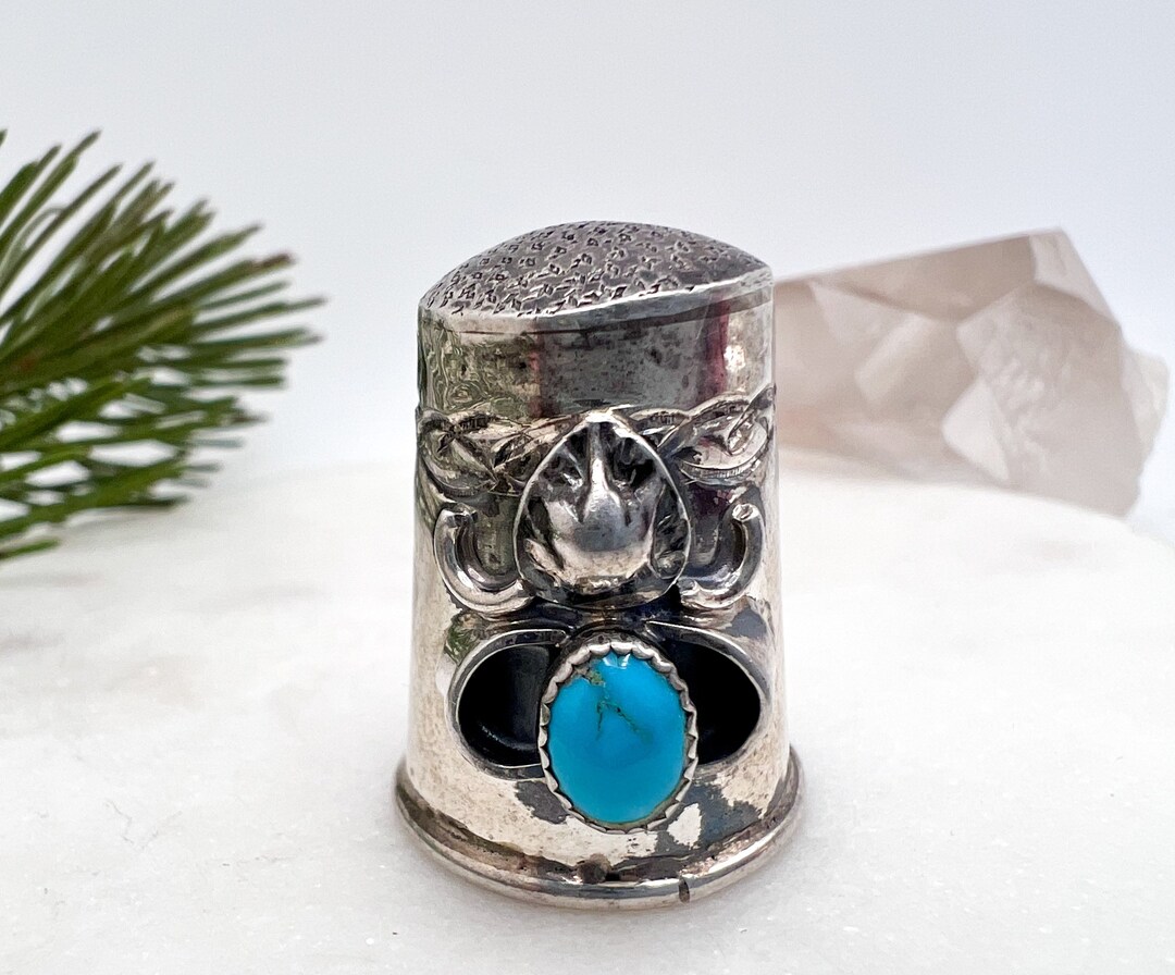 Unique Vintage Rustic Thimble With Stone Accent too - Etsy