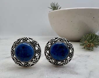 Blue Clip Earrings | Etsy