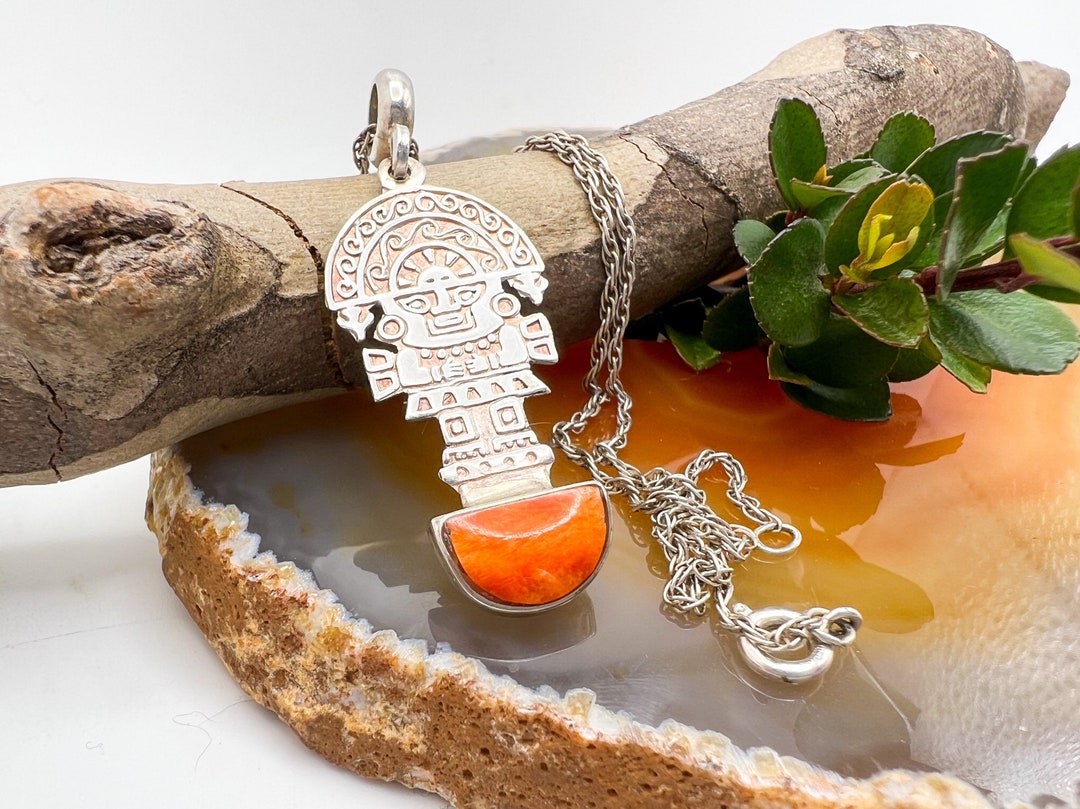 Peruvian Sterling Orange Inca Style Necklace, 16 1/4 Inches - Etsy