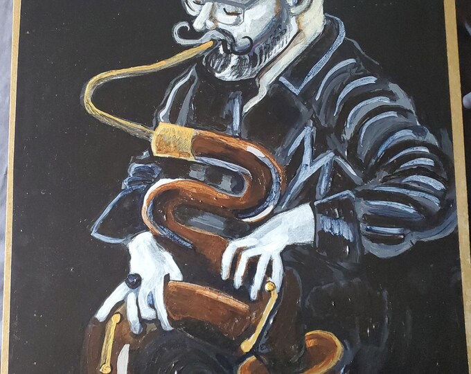The Serpent Horn, Original Painting, Music, Musician, Song, Portrait ...