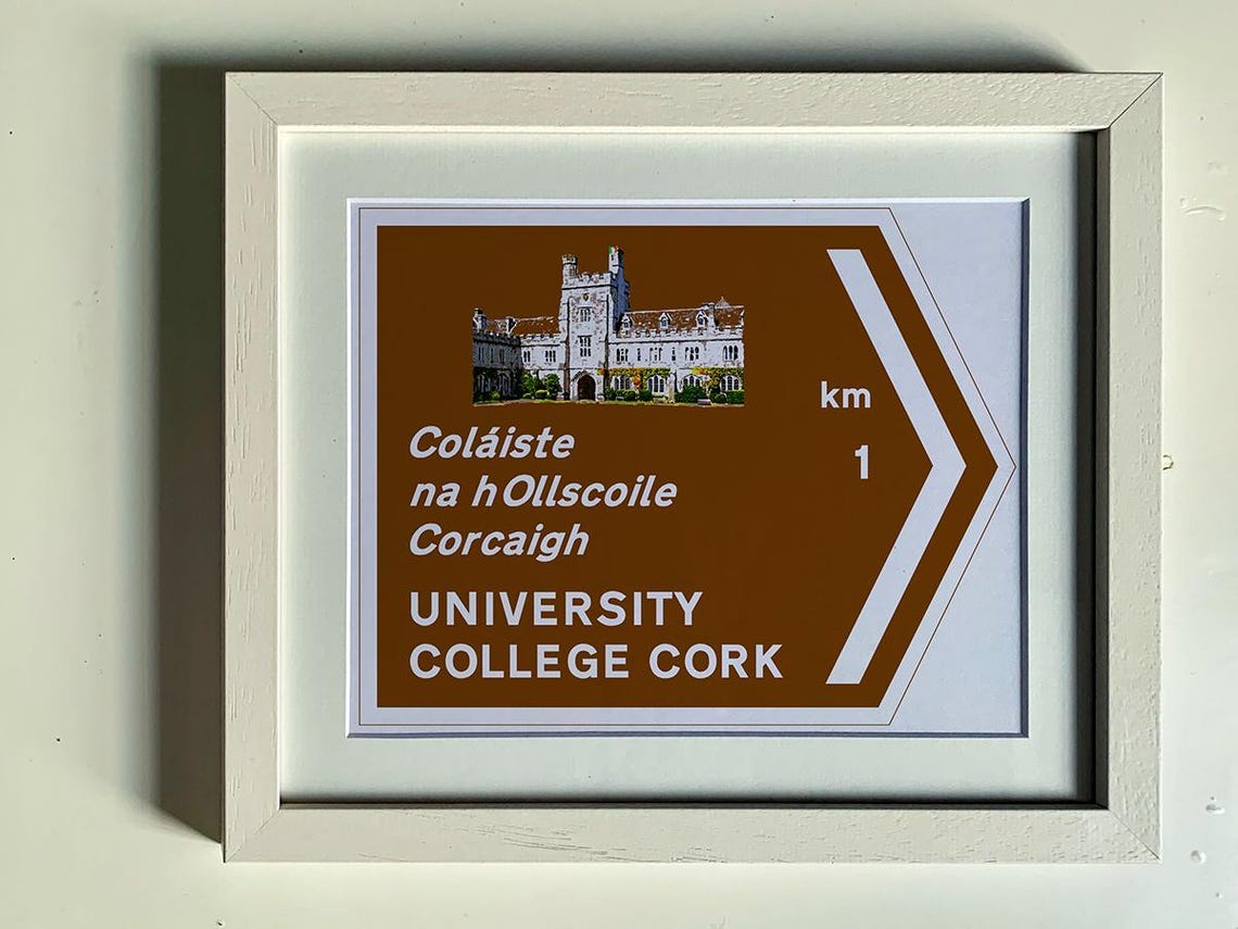 UCC Quad Art Print – Irish Road Sign, University College Cork - Etsy