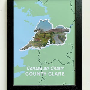 County Clare Art Print | Corcomroe Abbey, Ireland Map (A4) - Etsy