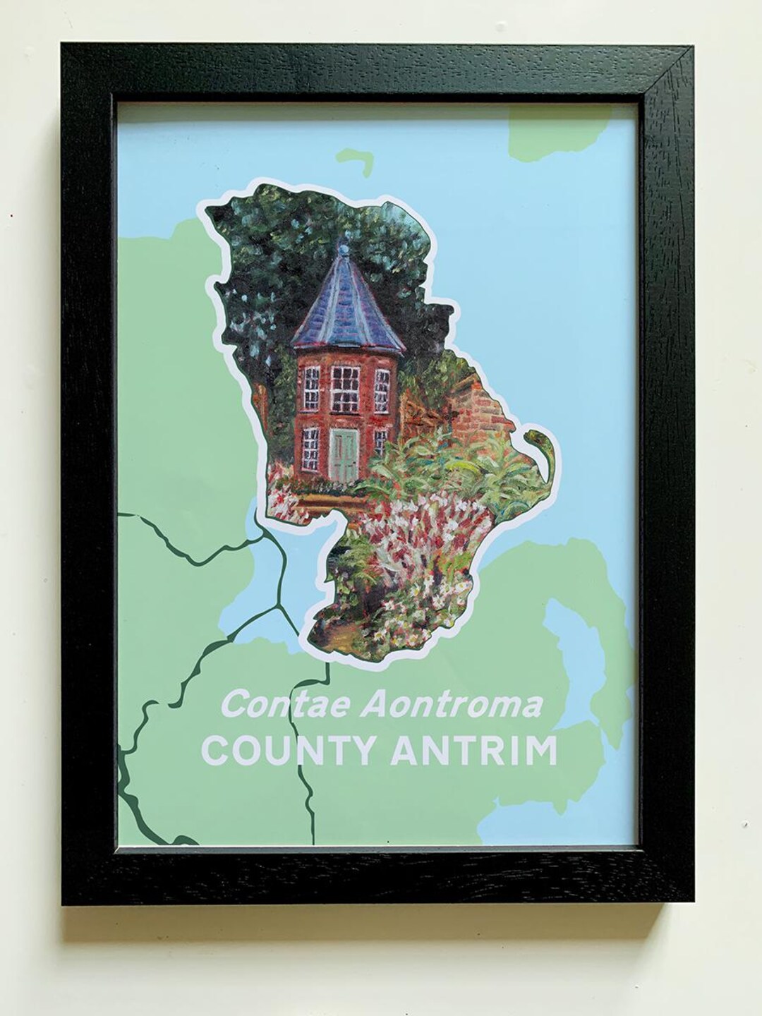 County Antrim Art Print: Jubilee Garden Watercolor Map (A4) - Etsy