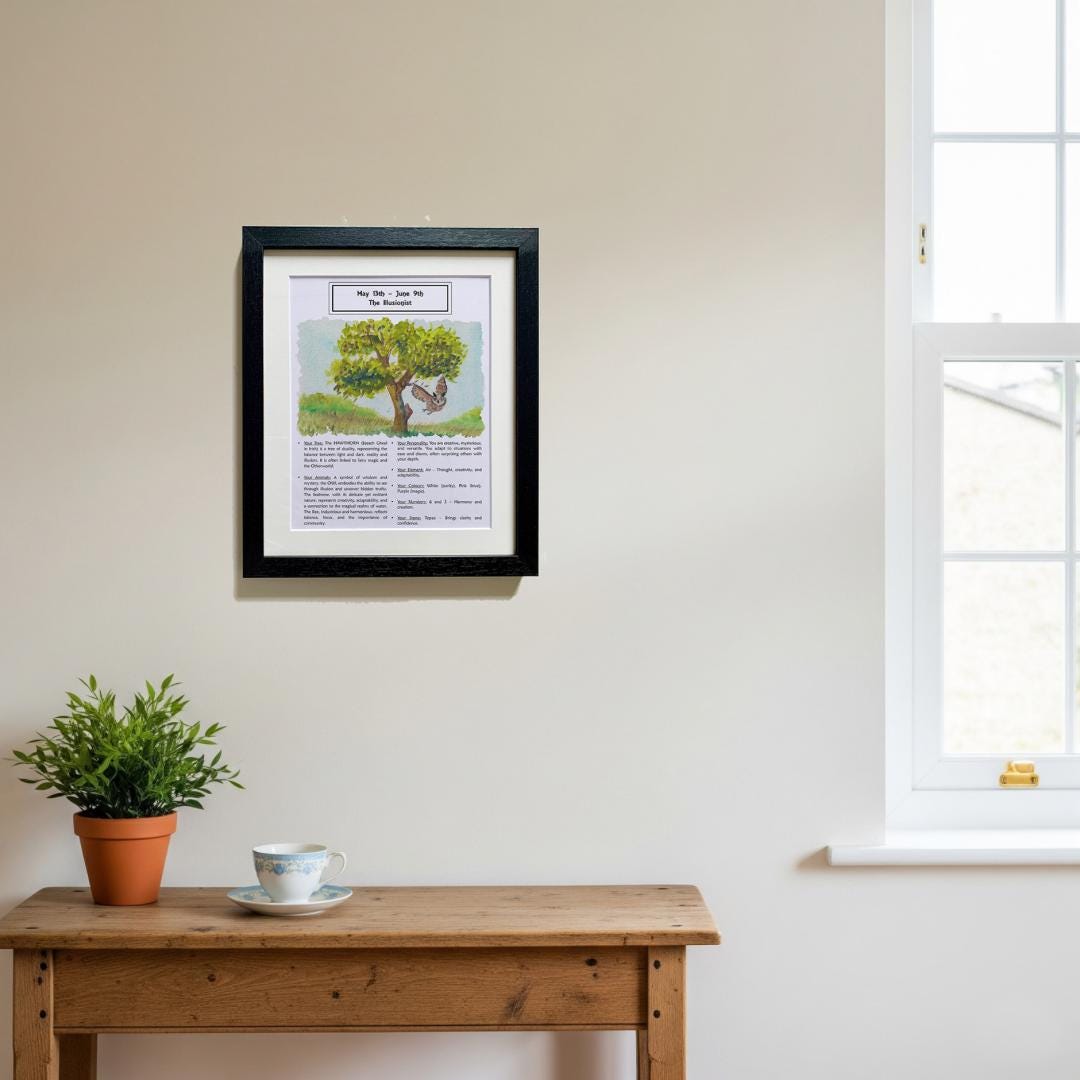 Celtic Zodiac Art Print | Hawthorn Tree & Owl | Mounted 12x10, Optional ...