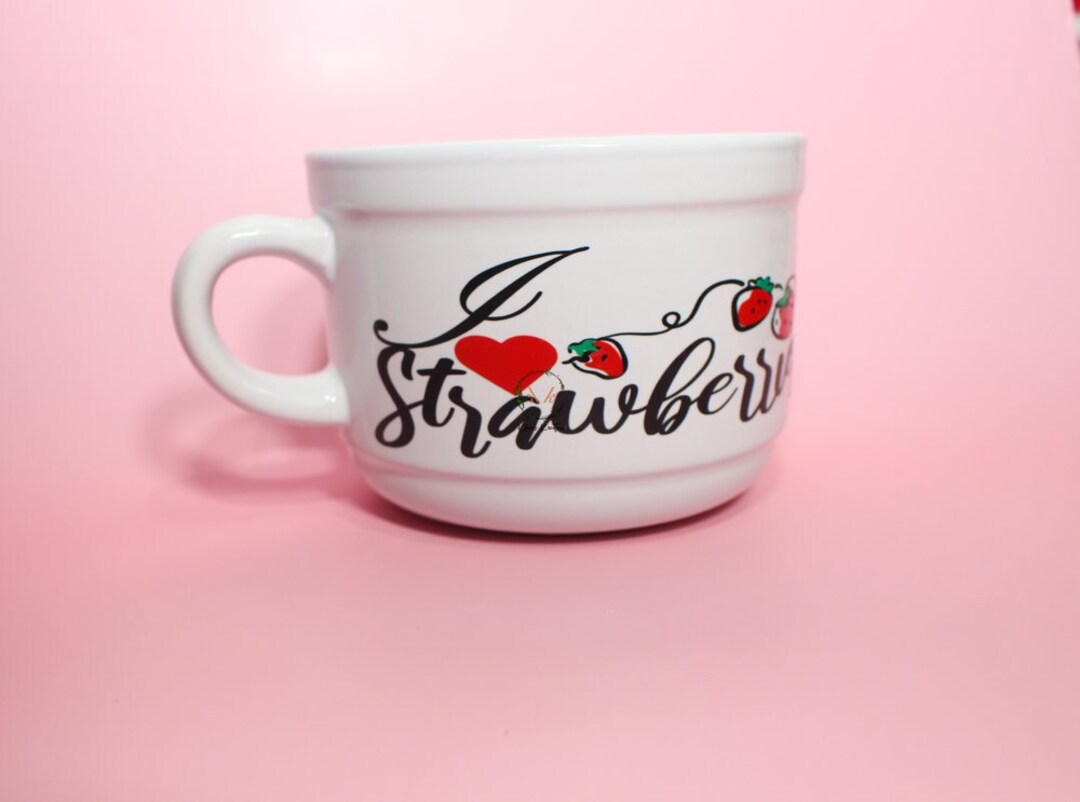 Strawberry Lover Mug, Strawberry Coffee Mug, White Ceramic Coffee Mug ...