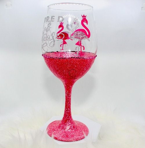 Red Glam Glitter Wine Glass Decal, Couples Wine Glass, Stemless Wine ...
