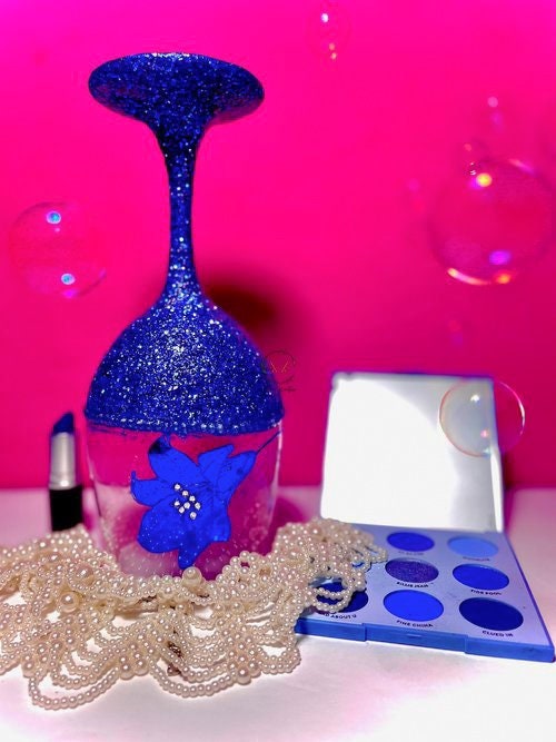 Red Glam Glitter Wine Glass Decal, Couples Wine Glass, Stemless Wine ...