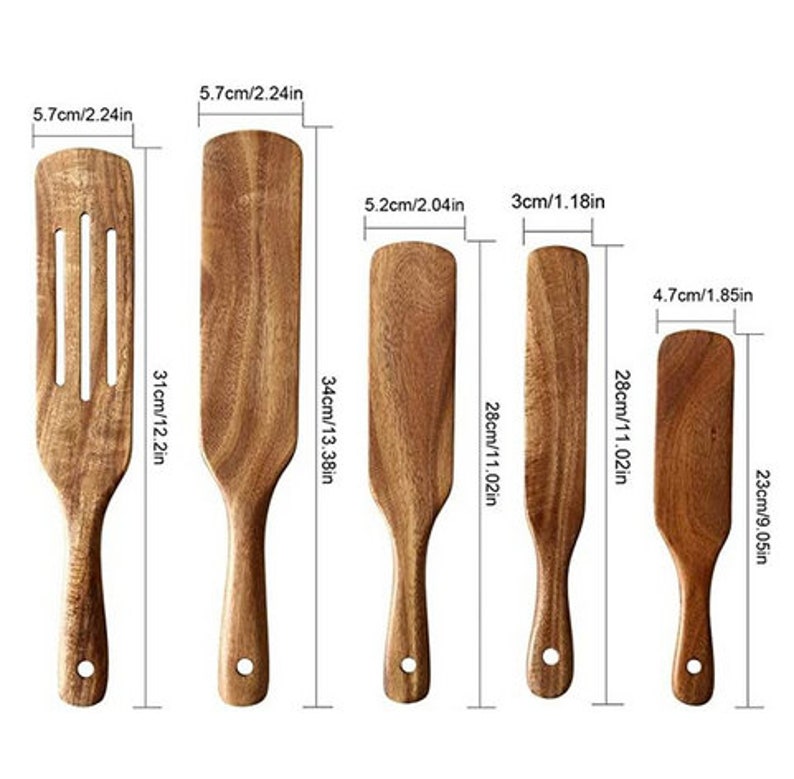 5 Pieces Set Kitchen Wooden Spatula Nonstick Cooking Utensil - Etsy