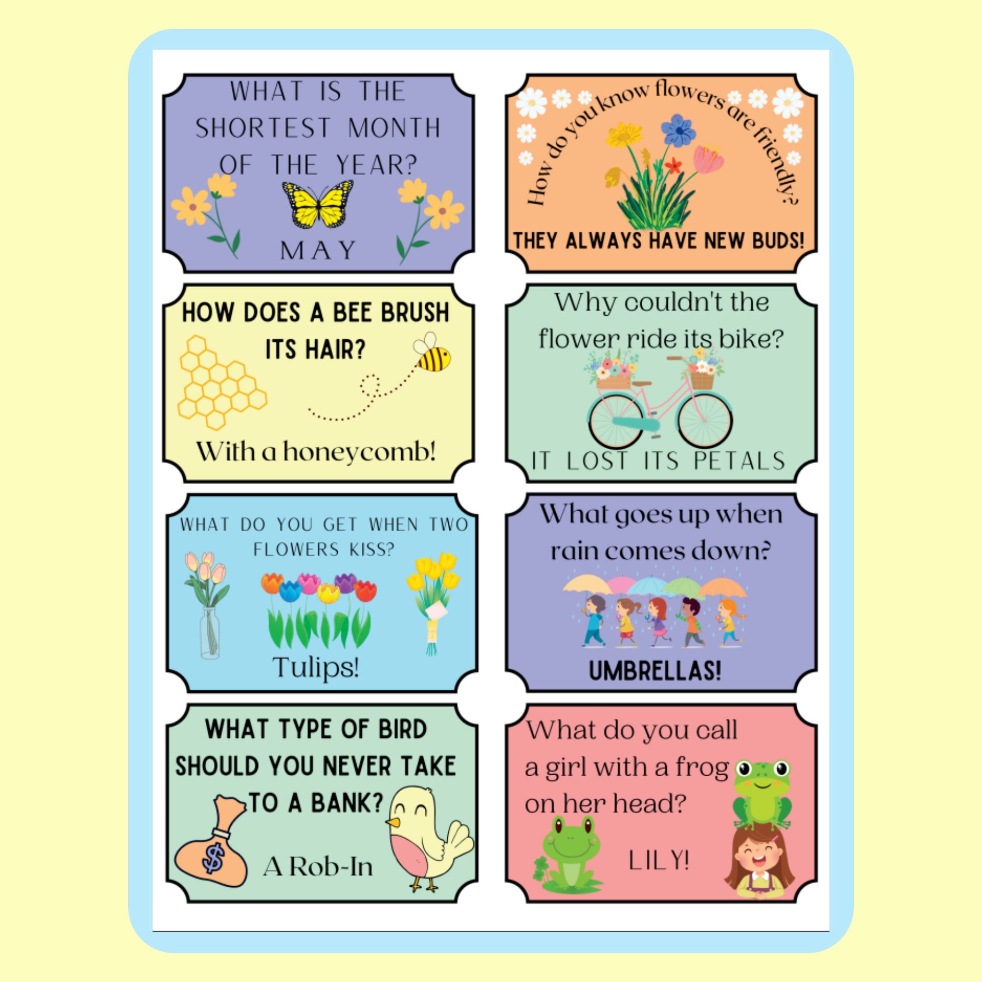 Lunch Box Jokes | Spring Themed | Lunch Box Notes - Etsy