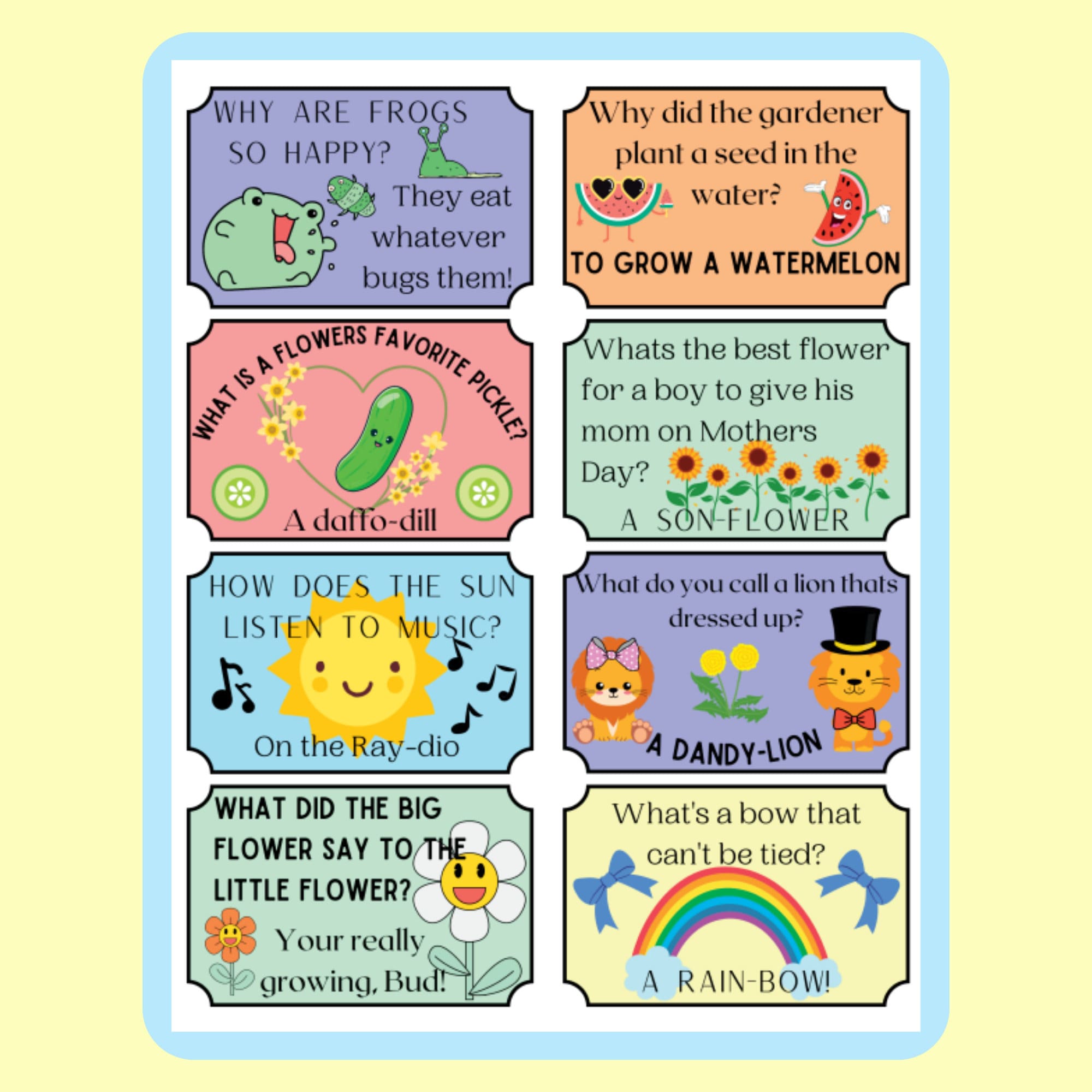 Lunch Box Jokes | Spring Themed | Lunch Box Notes - Etsy