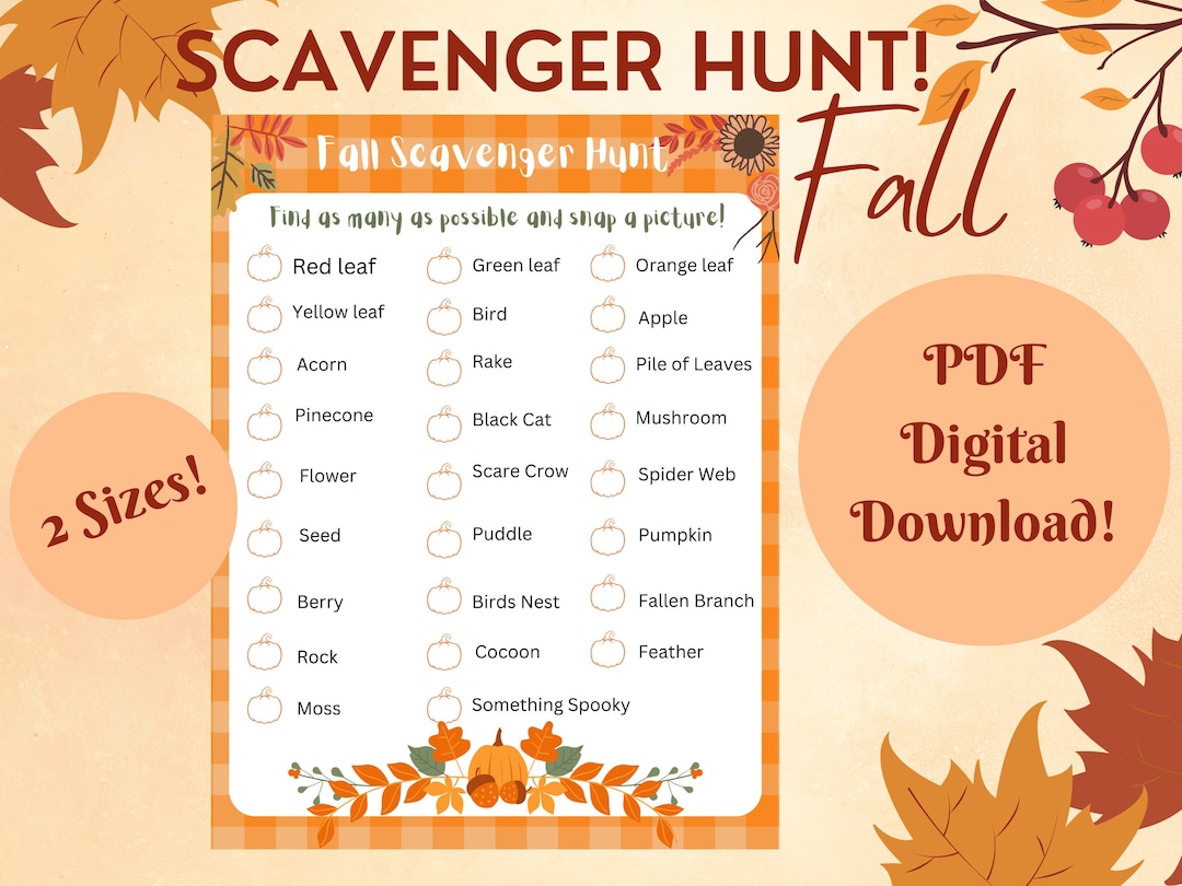 Fall Scavenger Hunt, Printable, Downloadable, Autumn - Etsy
