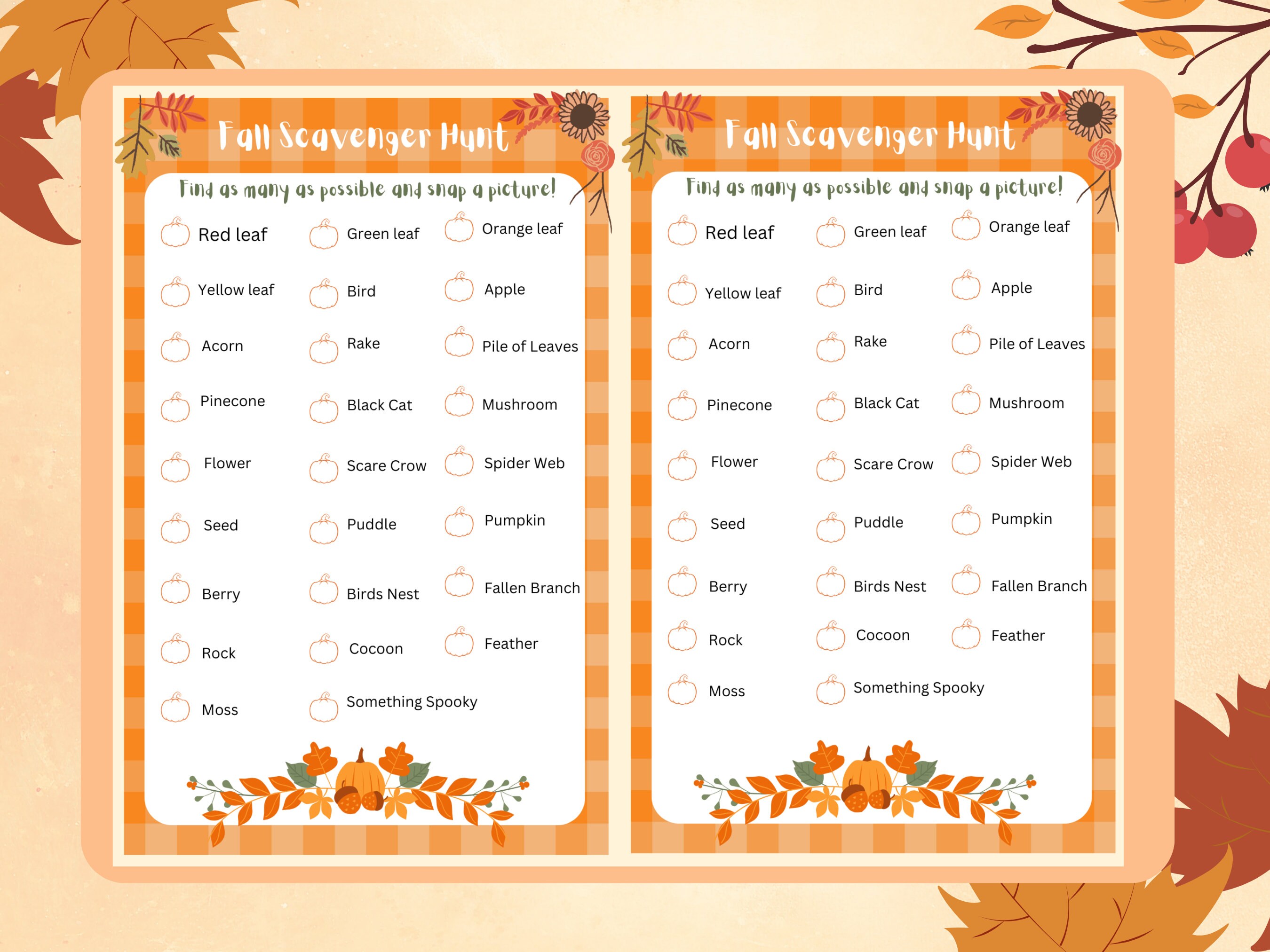 Fall Scavenger Hunt, Printable, Downloadable, Autumn - Etsy
