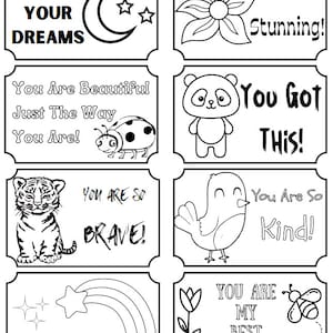 Printable Kindness Cards: Compliment Cards to Color (digital Download ...