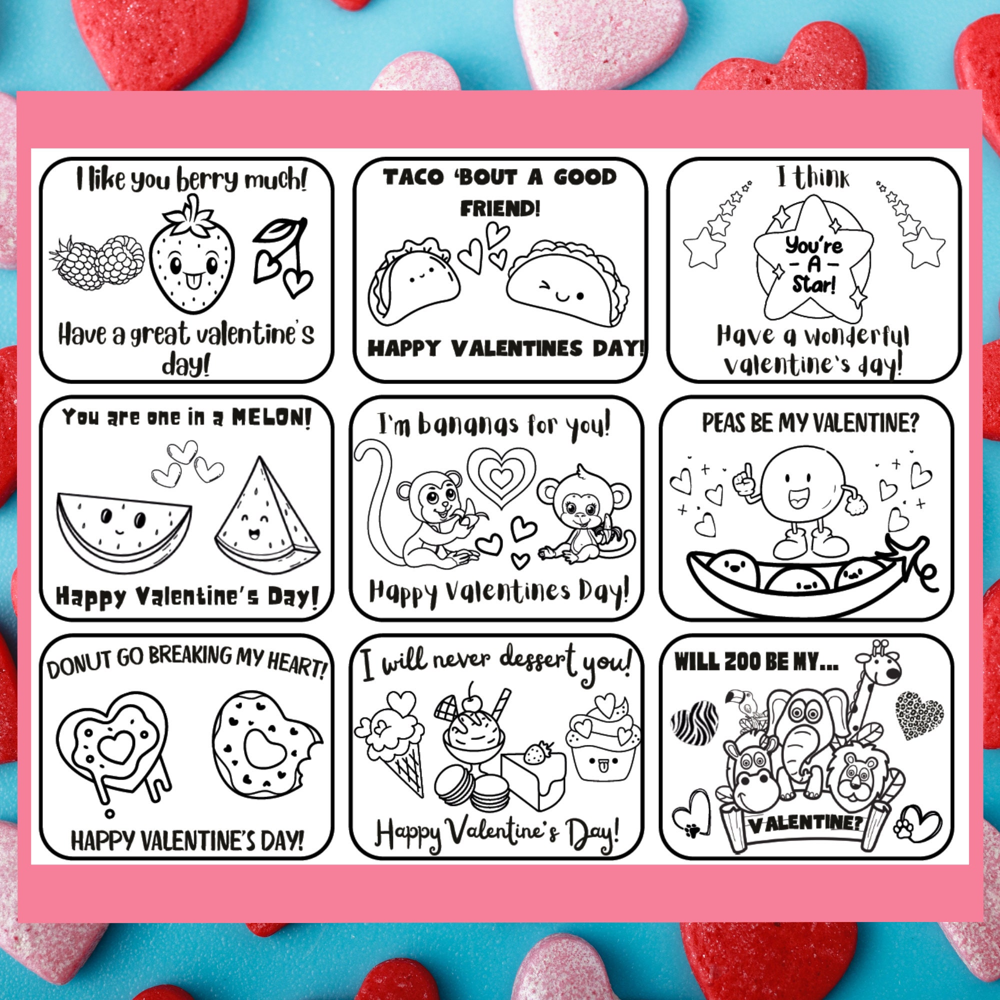 DIY Valentine's Day Cards Fun Craft Kit. 27 Unique Printable Valentines ...