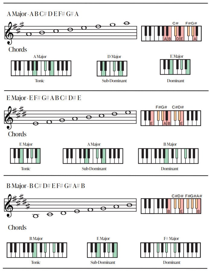 Music Theory Poster Bundle - All Major Scales - I, IV, V, Chords in ...