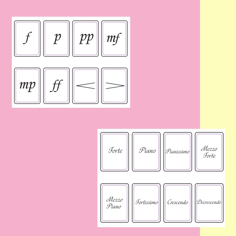 Matching Card Game Memory Game Printable Music Theory Card Game Digital ...