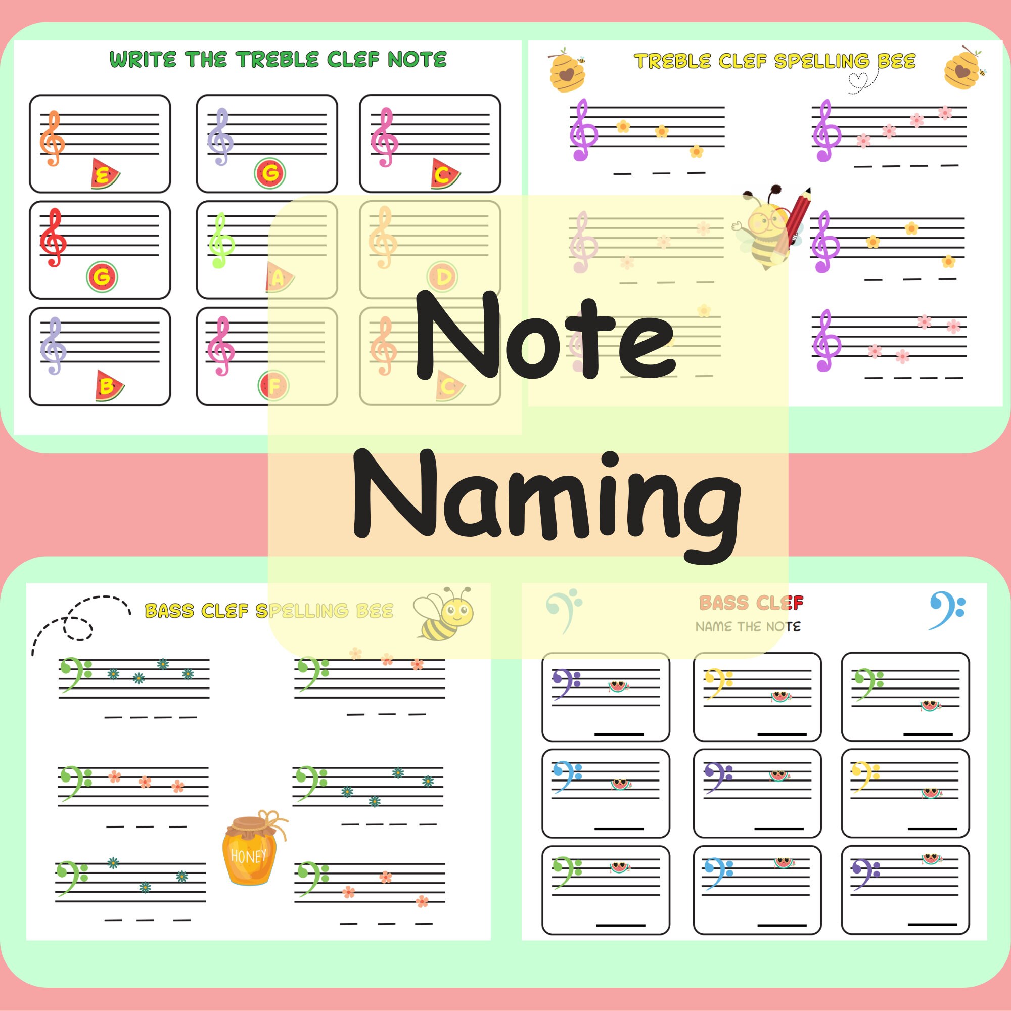 Summer Music Activity Pack 12 Pages Colouring Note Speller Music Teach ...