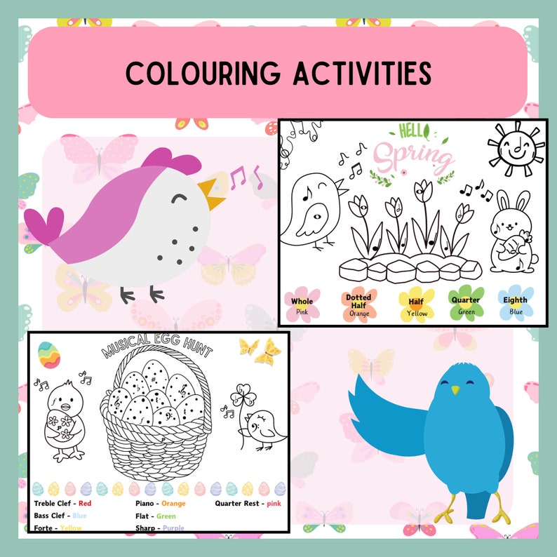 Spring Theme Music Theory Activity Pack for Children Printable 12 Pages ...