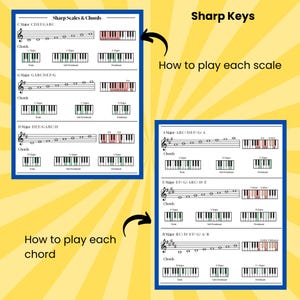 Music Theory Poster: Major Scales, Chords in Every Key (digital ...