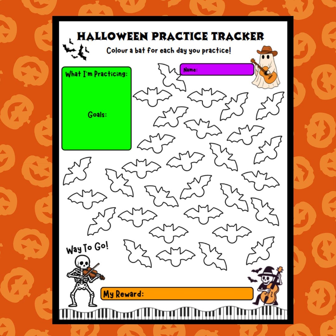 Halloween Music Practice Tracker: Spooky Printable Activity (PDF) - Etsy