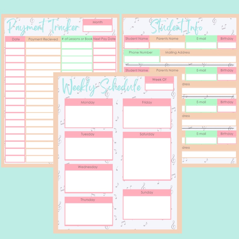 Music Teacher Printable Planner Lesson Planner Student - Etsy