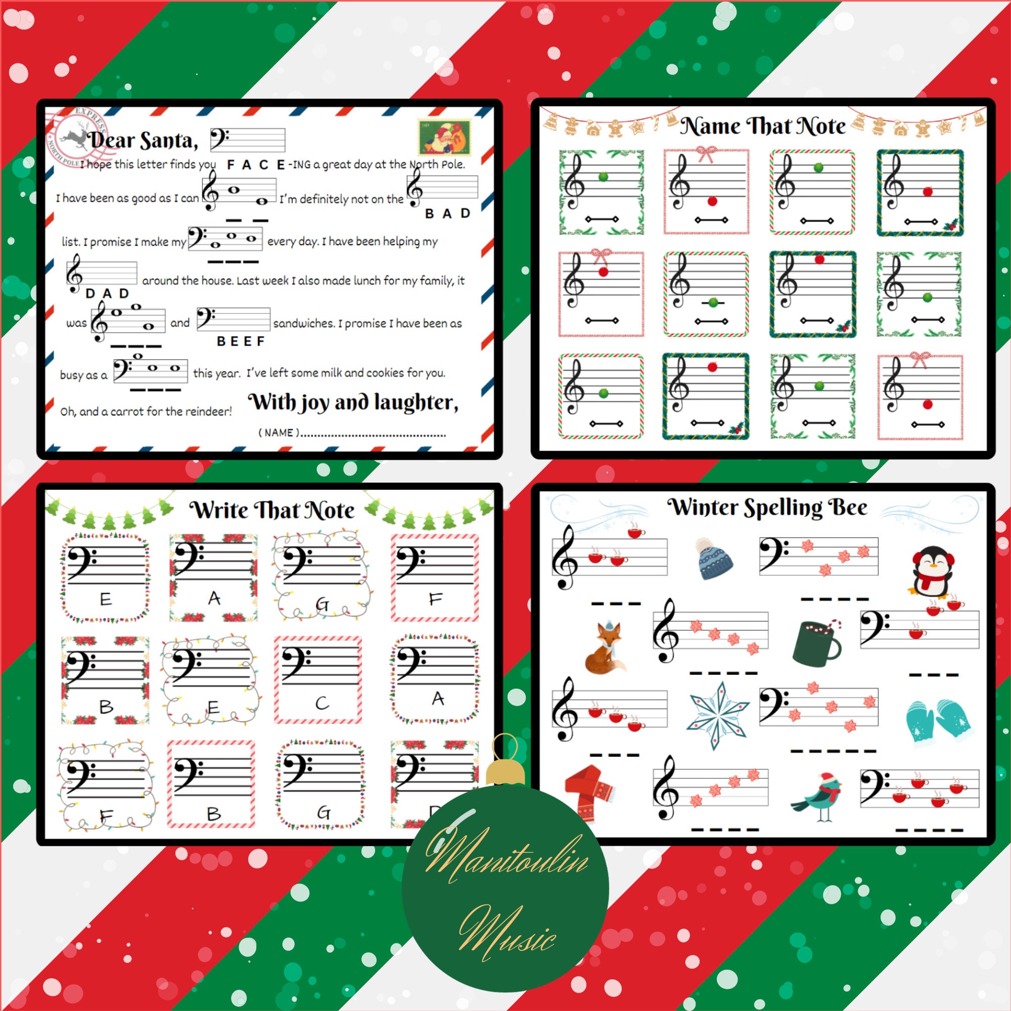 Christmas Music Activity Worksheets: Holiday Music Pack (PDF Digital ...