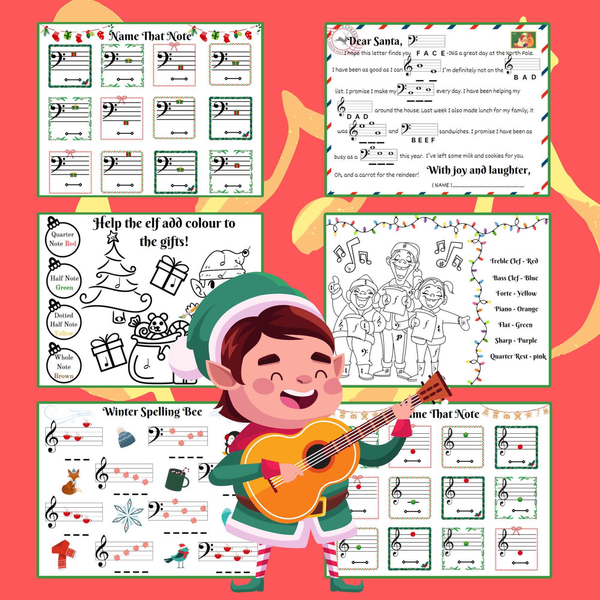 Christmas Music Activity Worksheets. Winter Music Worksheets for Kids ...