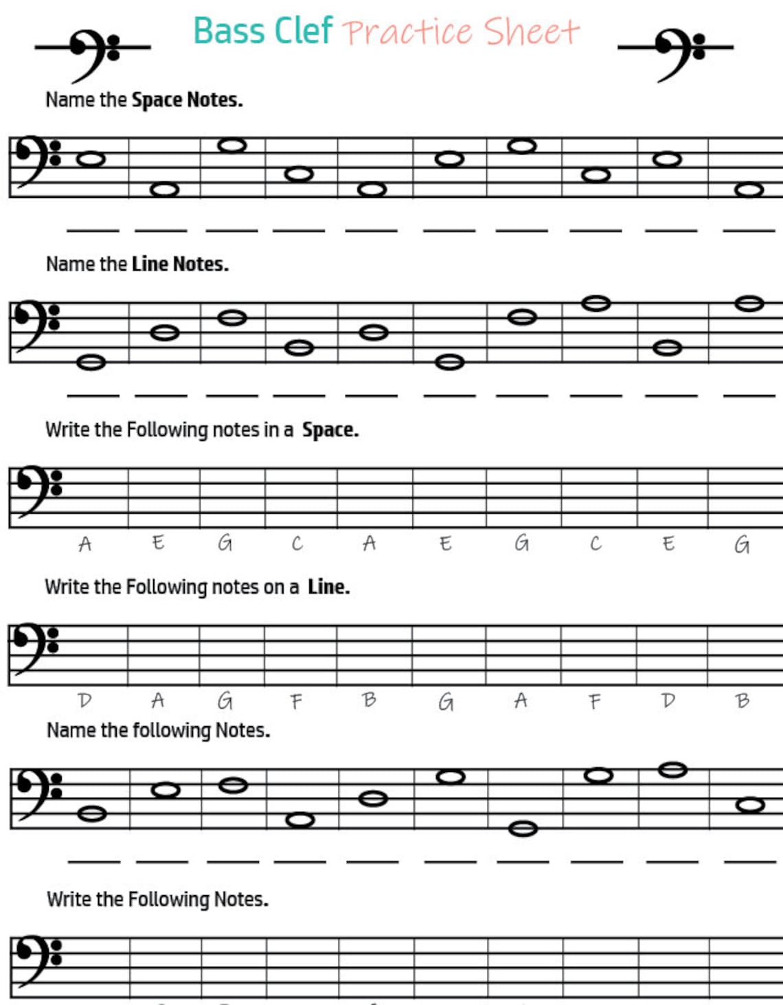 Music Notation Practice Sheets With Answer Keys - Etsy