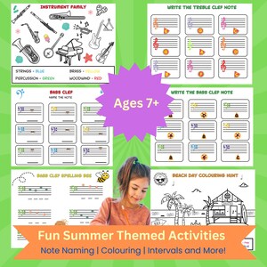 Summer Music Activity Pack | 12 Pages | Colouring | Note Speller ...