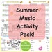 Summer Music Activity Pack 12 Pages Colouring Note Speller Music Teach ...