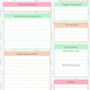 Music Teacher Printable Planner | Lesson Planner | Student Tracker ...