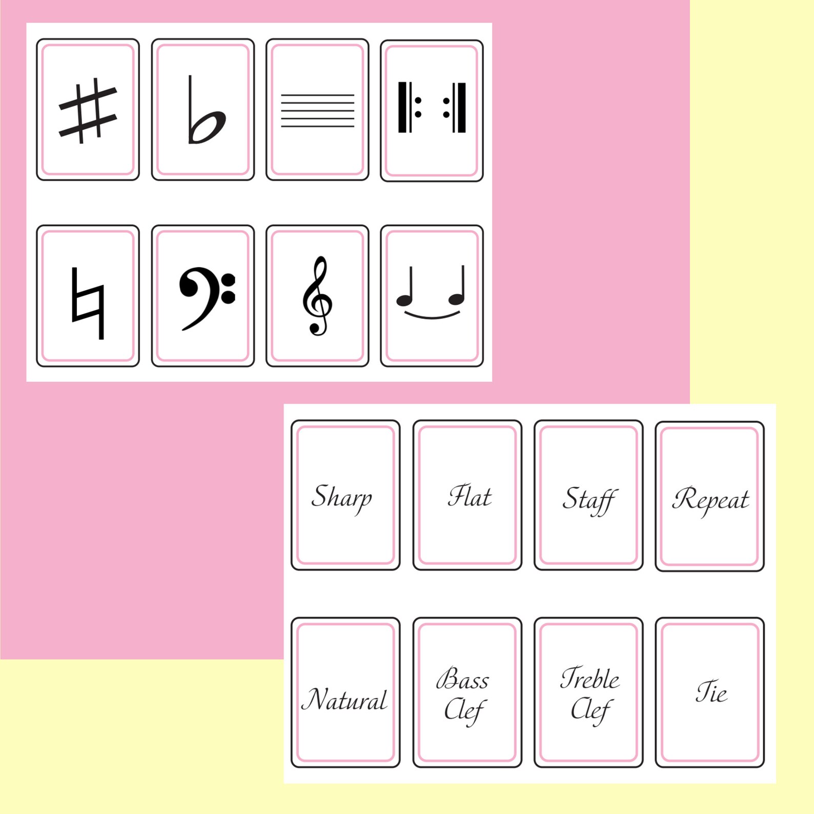 Matching Card Game Memory Game Printable Music Theory Card Game Digital ...