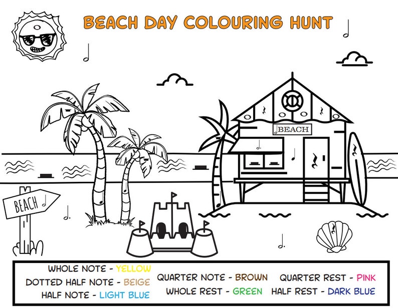 Summer Music Activity Pack 12 Pages Colouring Note Speller Music Teach ...