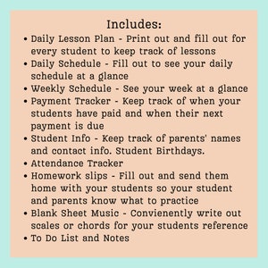 Music Teacher Printable Planner | Lesson Planner | Student Tracker ...