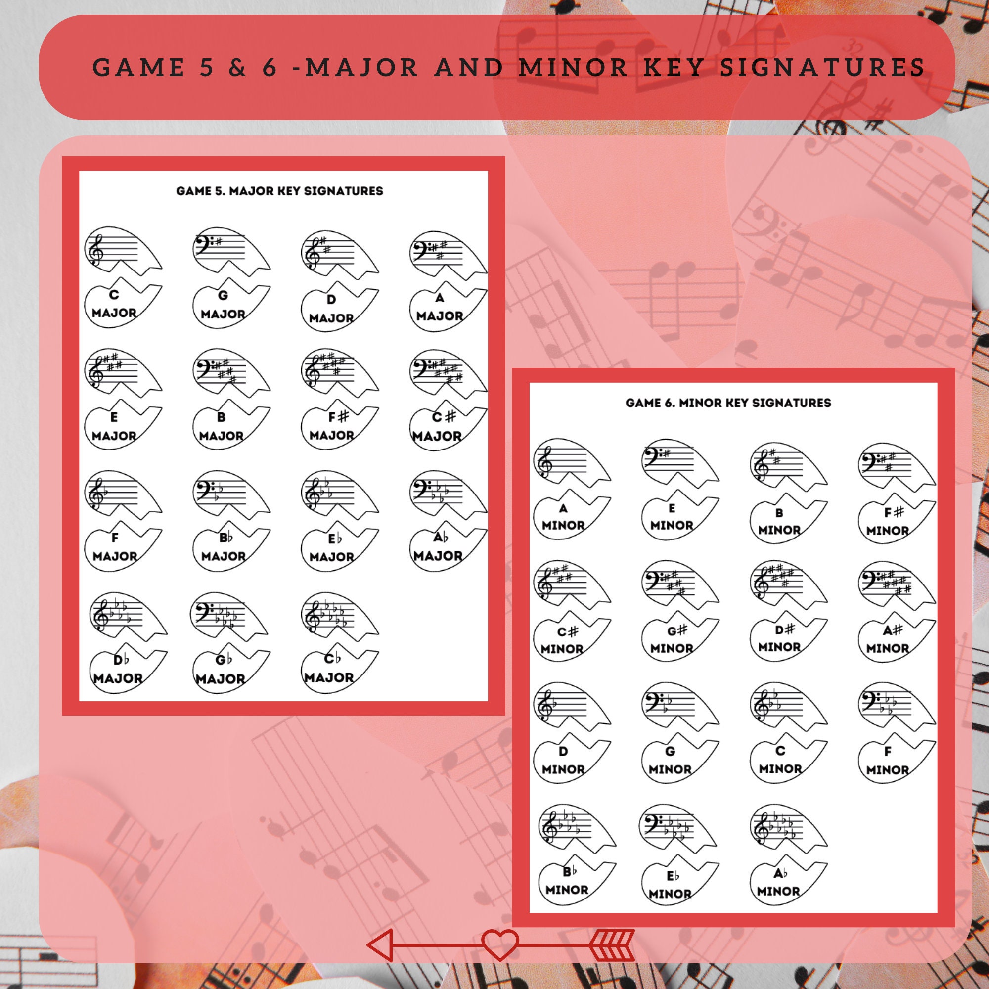 Printable Music Theory Game - Valentine's Day Music Game - 6 Games - Etsy