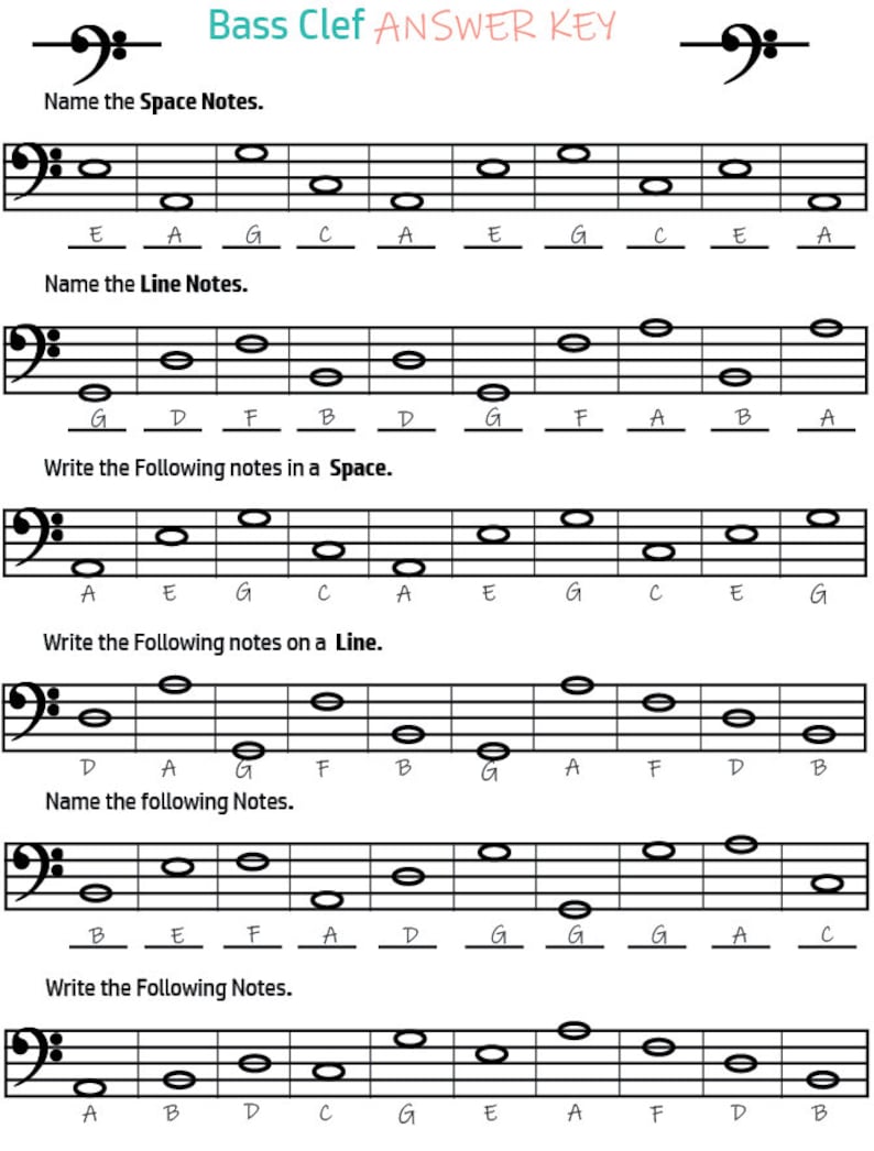 Music Notation Practice Sheets With Answer Keys - Etsy