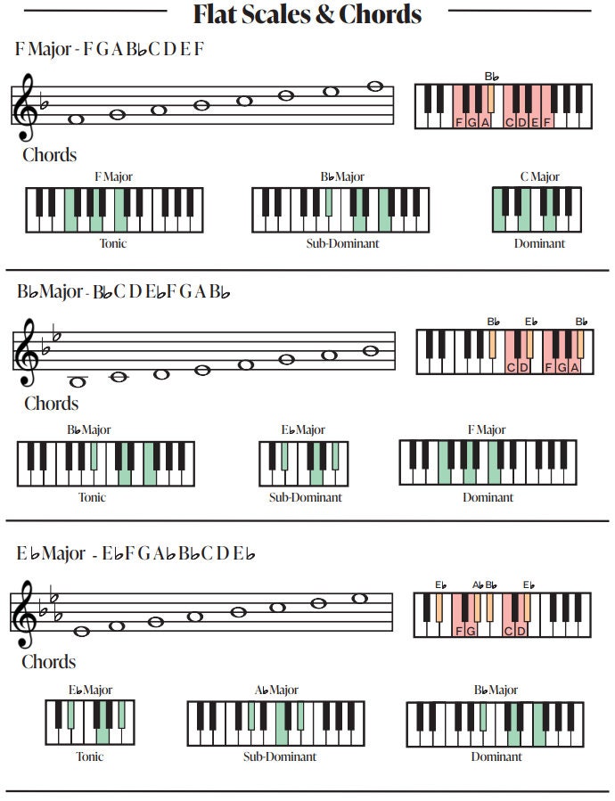 Music Theory Poster Bundle - All Major Scales - I, IV, V, Chords in ...