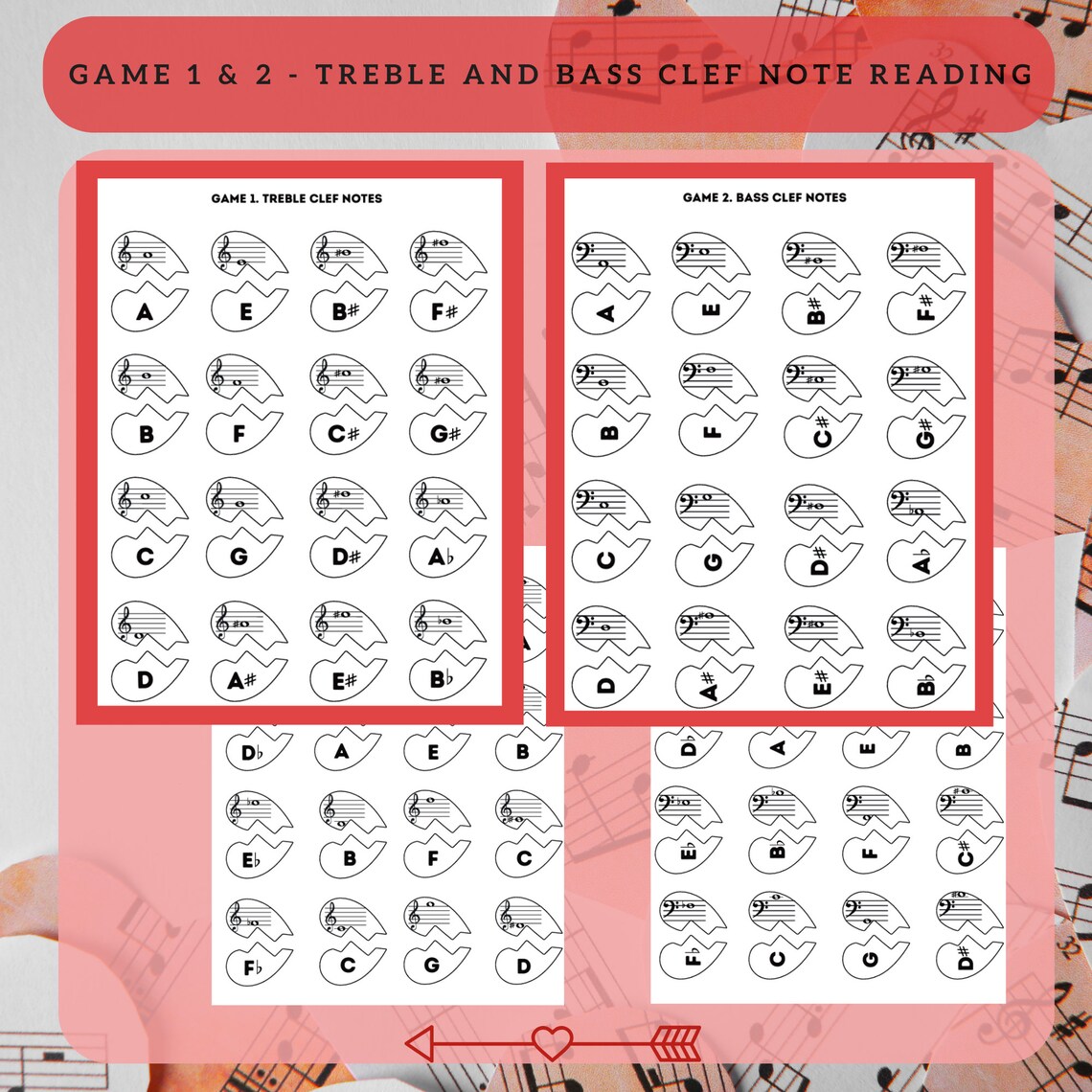 Printable Music Theory Game - Valentine's Day Music Game - 6 Games - Etsy