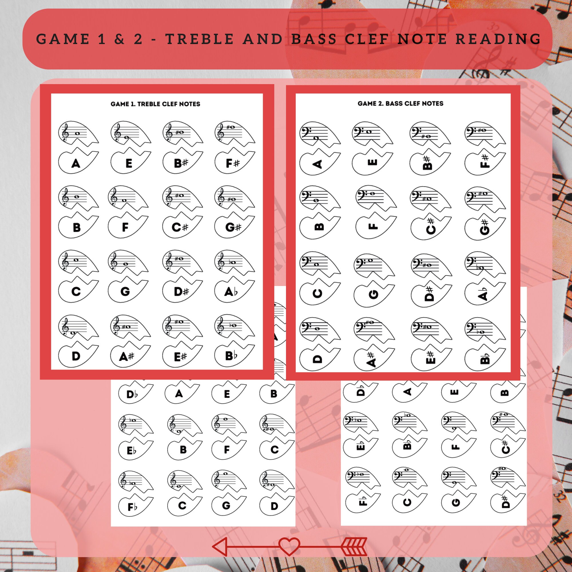 Printable Music Theory Game - Valentine's Day Music Game - 6 Games - Etsy