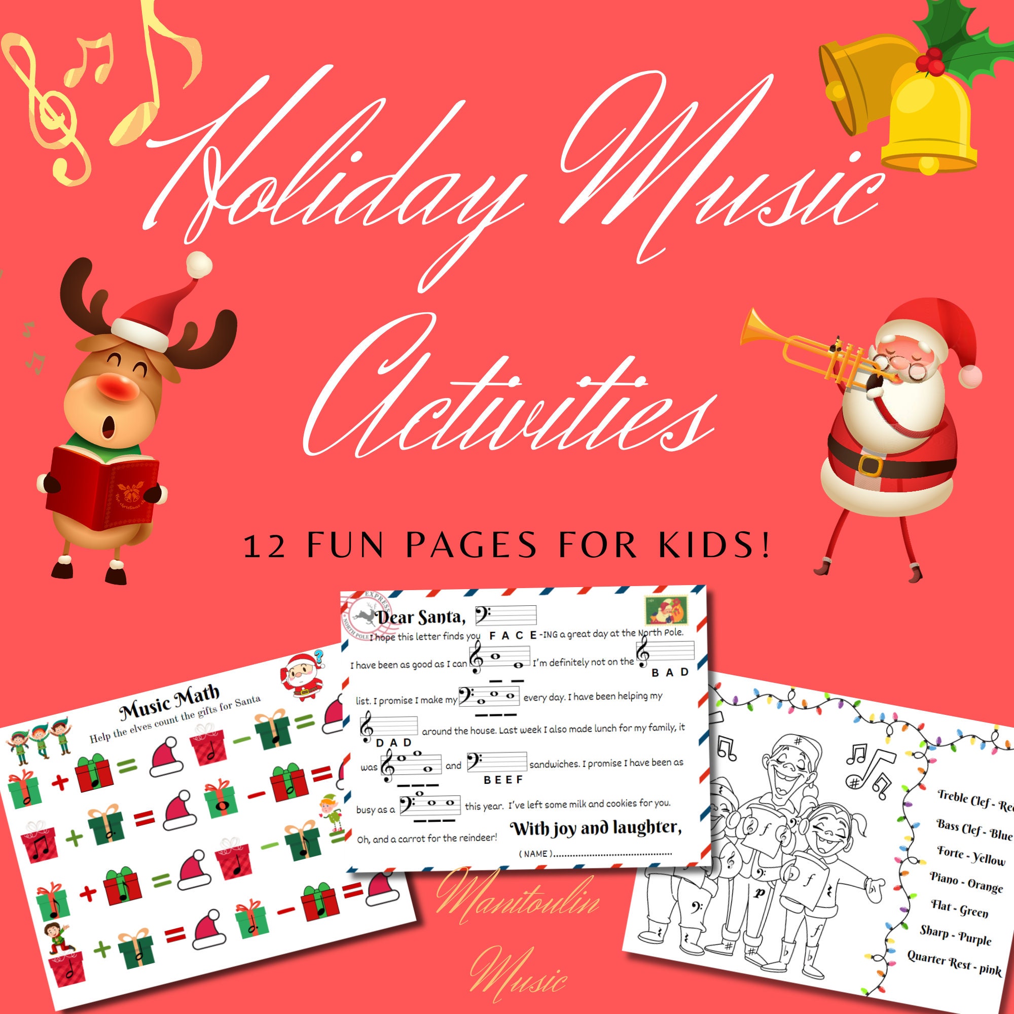 Christmas Music Activity Worksheets: Holiday Music Pack (PDF Digital ...
