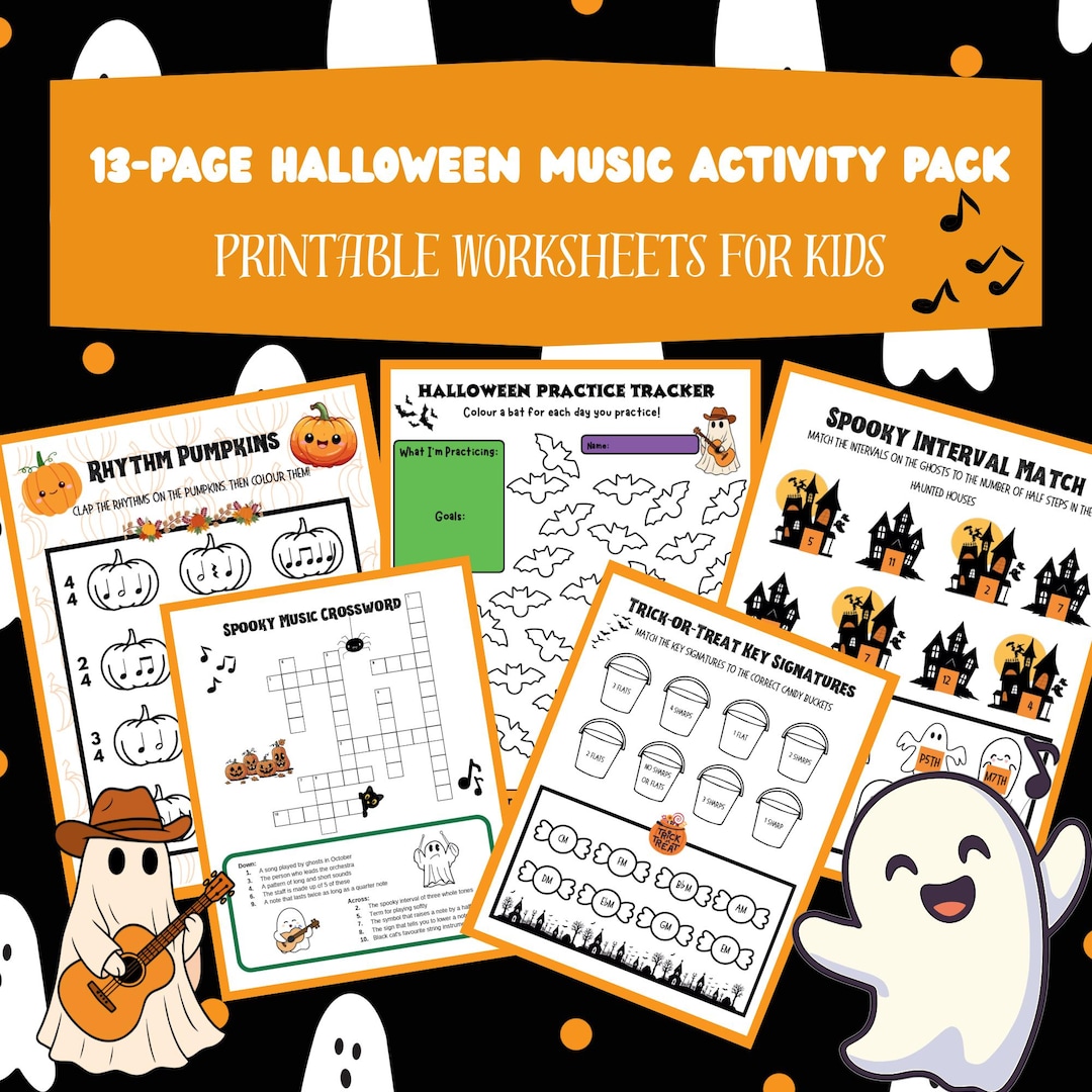 Halloween Music Activity Pack: Printable Worksheets & Games (PDF) - Etsy