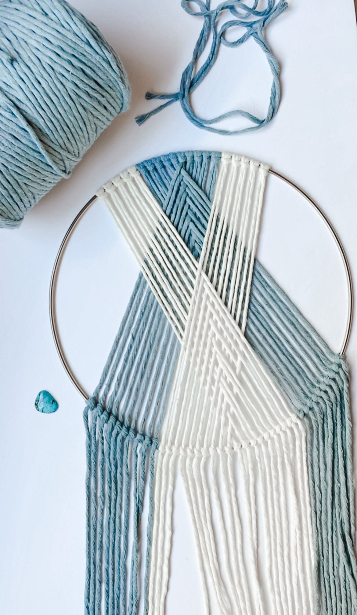 Hoop Macrame Fringe Wall Hanging/ Cute Boho Home Decor/ Neutral Colors ...