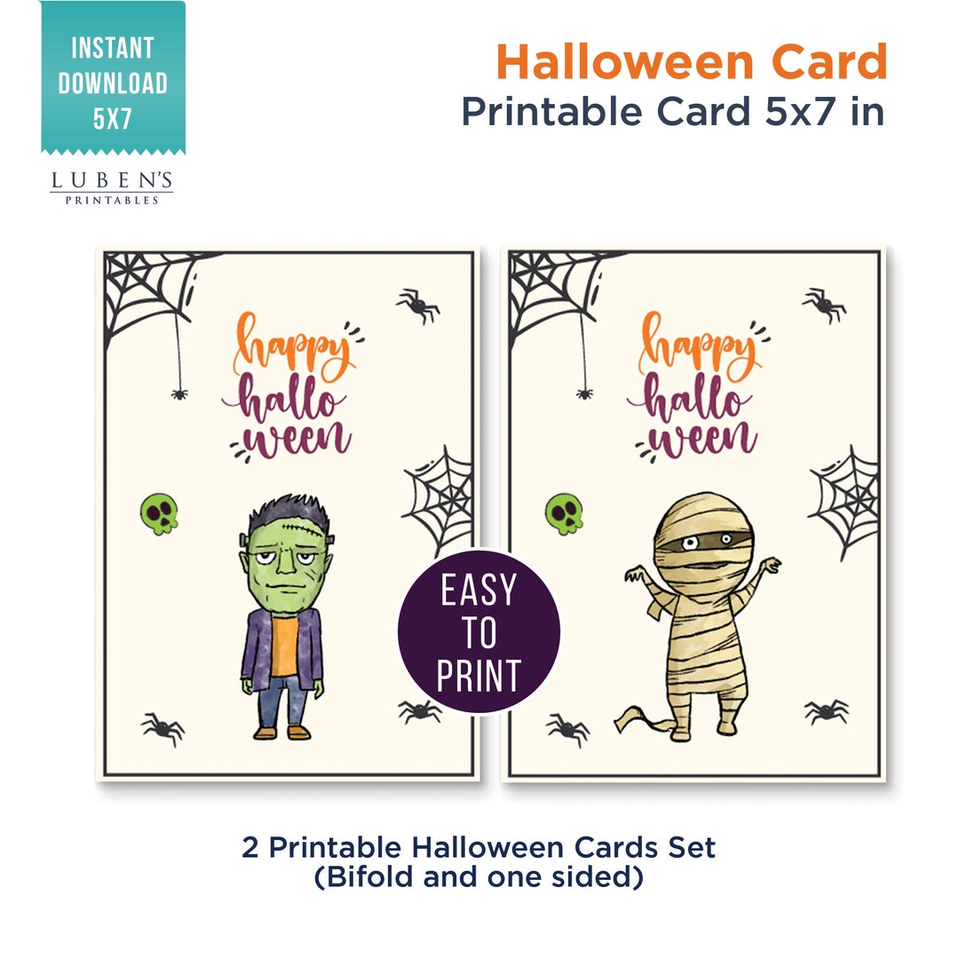 Digital Halloween Card Printable Printable Halloween Card Printable ...