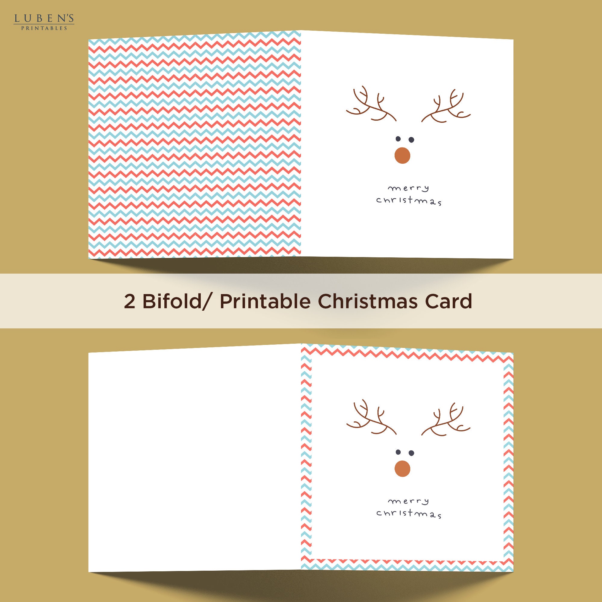 Printable Christmas Card Digital Download Printable, Bifold, Flat, New ...